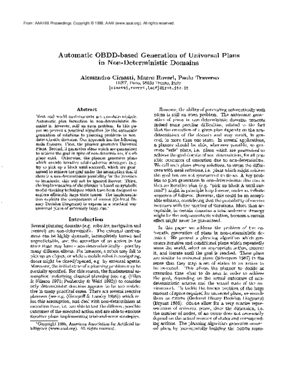 (PDF) Automatic OBDD-based generation of universal plans in non ...