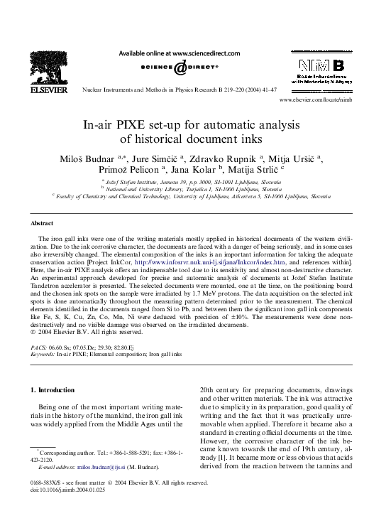 (PDF) In-air PIXE set-up for automatic analysis