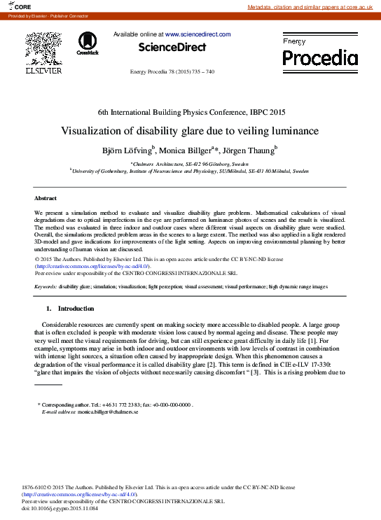 (PDF) Visualization of Disability Glare Due to Veiling Luminance