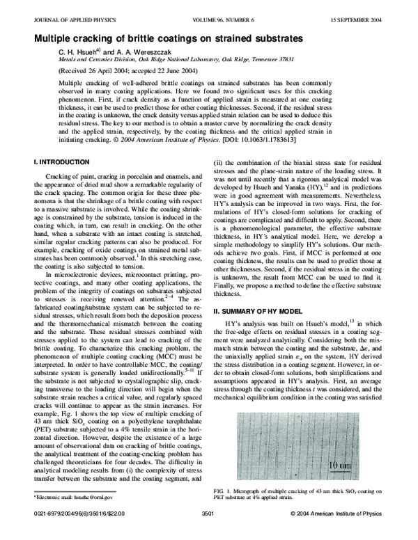 (PDF) Multiple cracking of brittle coatings on strained substrates