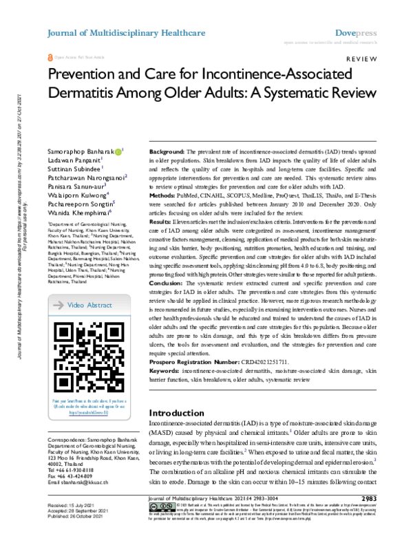 (PDF) Prevention and Care for Incontinence-Associated Dermatitis Among ...