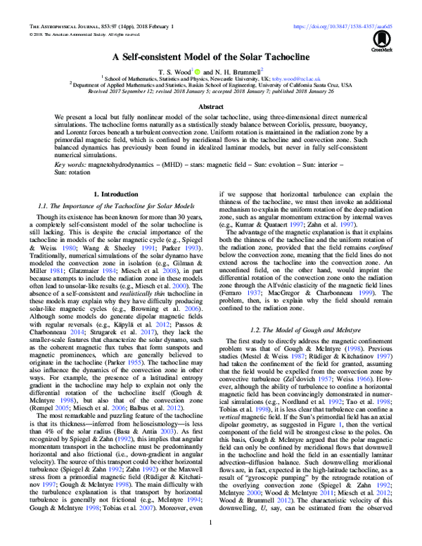 (PDF) A Self-consistent Model of the Solar Tachocline