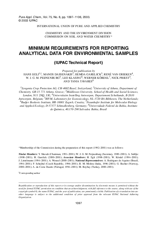 (PDF) Minimum requirements for reporting analytical data from marine ...