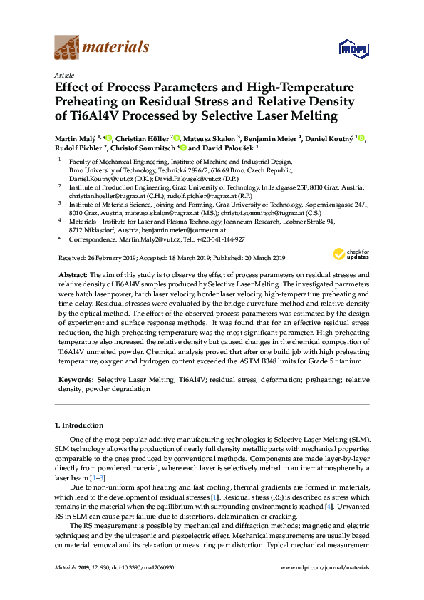 (PDF) Effect of Process Parameters and High-Temperature Preheating on Residual Stress and ...