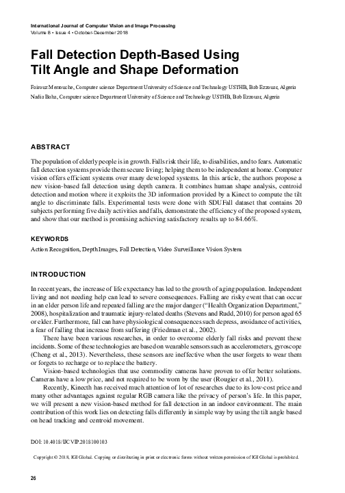 (PDF) Fall Detection Depth-Based Using Tilt Angle and Shape Deformation