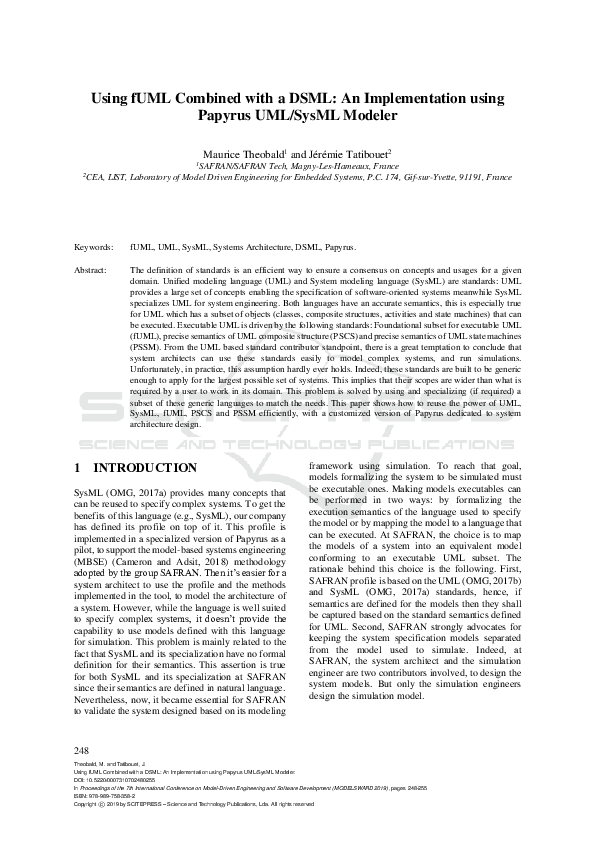 Pdf Using Fuml Combined With A Dsml An Implementation Using Papyrus Umlsysml Modeler