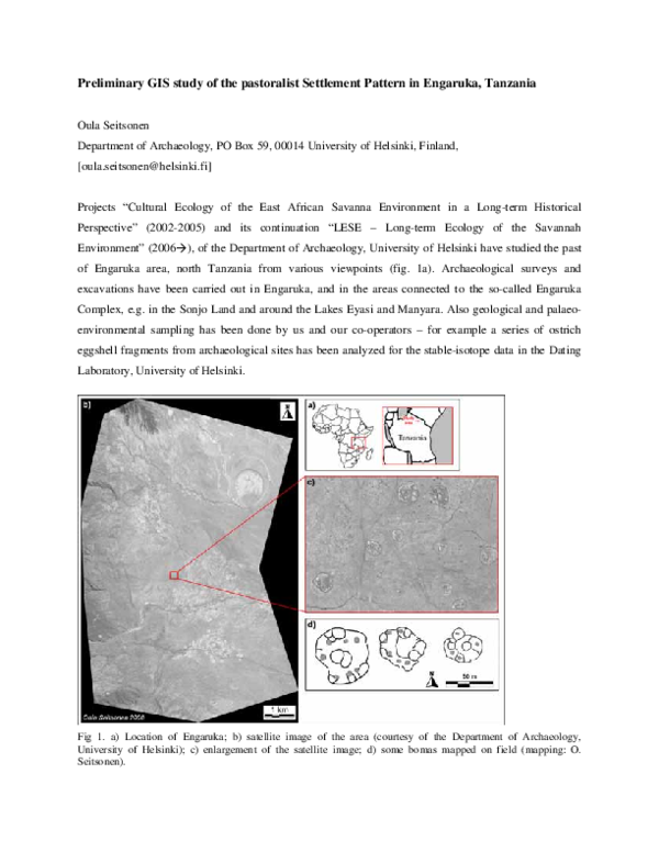 (PDF) Preliminary GIS study of the pastoralist Settlement Pattern in ...