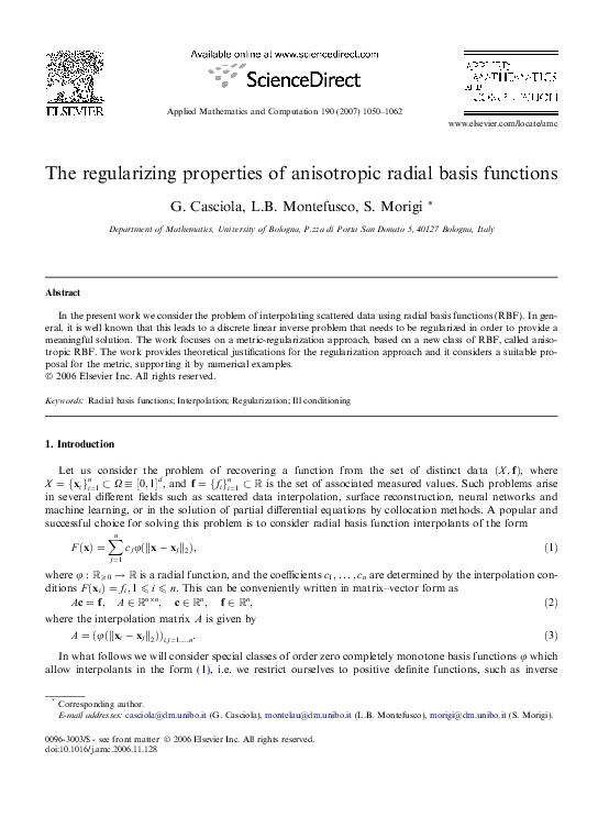 (PDF) The regularizing properties of anisotropic radial basis functions