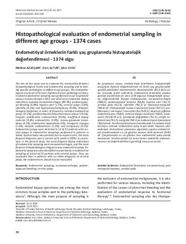 (PDF) Histopathological evaluation of endometrial sampling in different ...