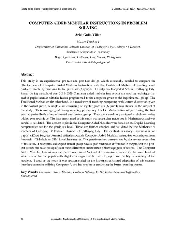 (PDF) Computer-Aided Modular Instructions in Problem Solving