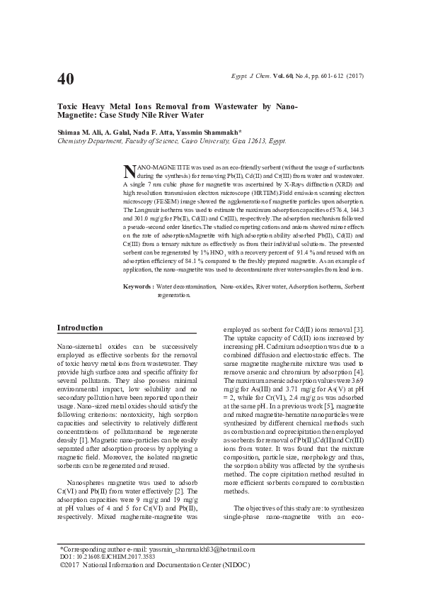 (PDF) Toxic Heavy Metal Ions Removal from Waste Water by Membrane ...