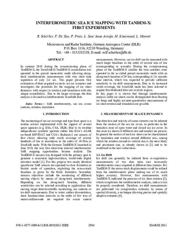 (PDF) Interferometric sea ice mapping with TanDEM-X: First experiments