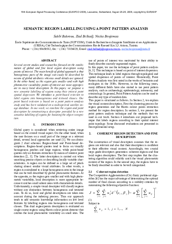 (PDF) Semantic region labelling using a point pattern analysis