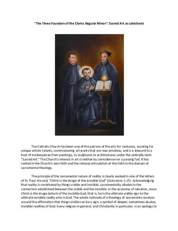 (PDF) "The Three Founders of the Clerics Regular Minor": Sacred Art as ...