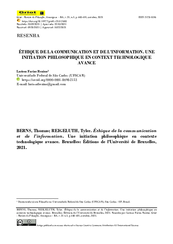 (PDF) Éthique de la communication et de l’information. Une initiation philosophique en contexte ...