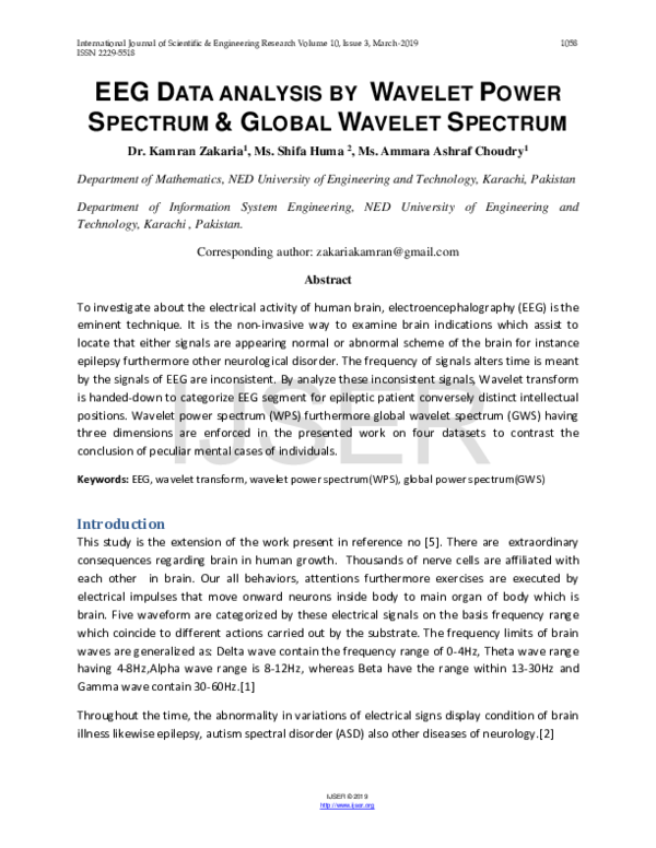 (PDF) Eeg Data Analysis by Wavelet Power Spectrum & Global Wavelet Spectrum | Shifa Huma ...