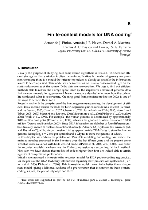 (PDF) Finite-context models for DNA coding