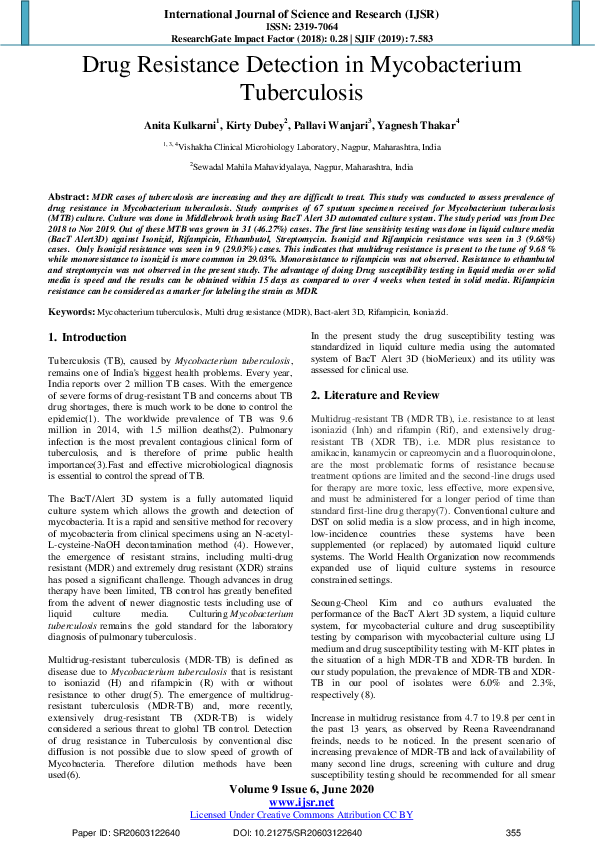 (PDF) Drug Resistance Detection in Mycobacterium Tuberculosis