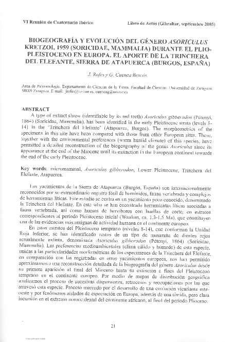 (PDF) Biogeografía y evolución del género Asoriculus kretzoi, 1959 ...