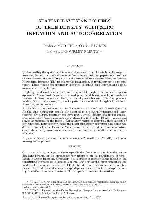 (PDF) Spatial bayesian models of tree density with zero inflation and autocorrelation