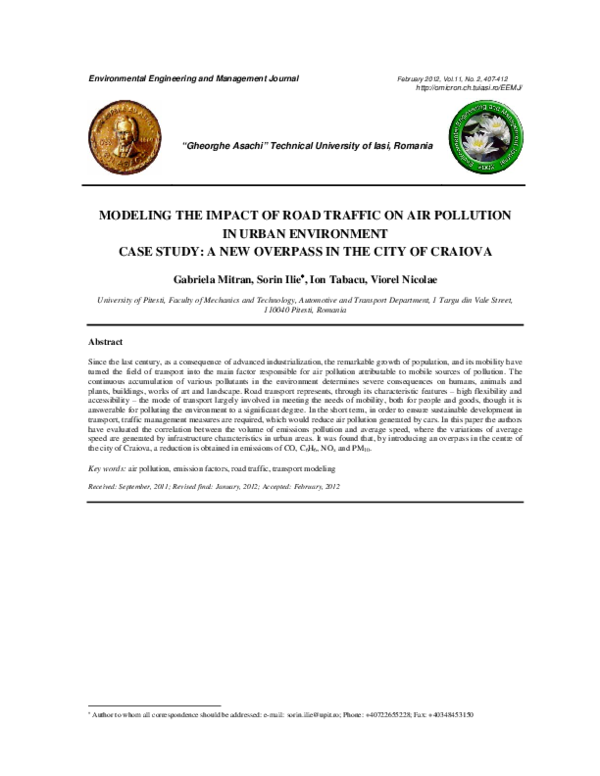 (PDF) Modeling the Impact of Road Traffic on Air Pollution in Urban ...