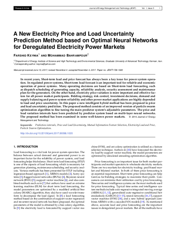 (PDF) A New Electricity Price and Load Uncertainty Prediction Method ...