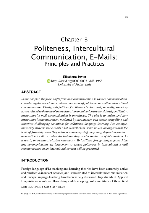 (PDF) Politeness, intercultural communication, emails: principles and ...
