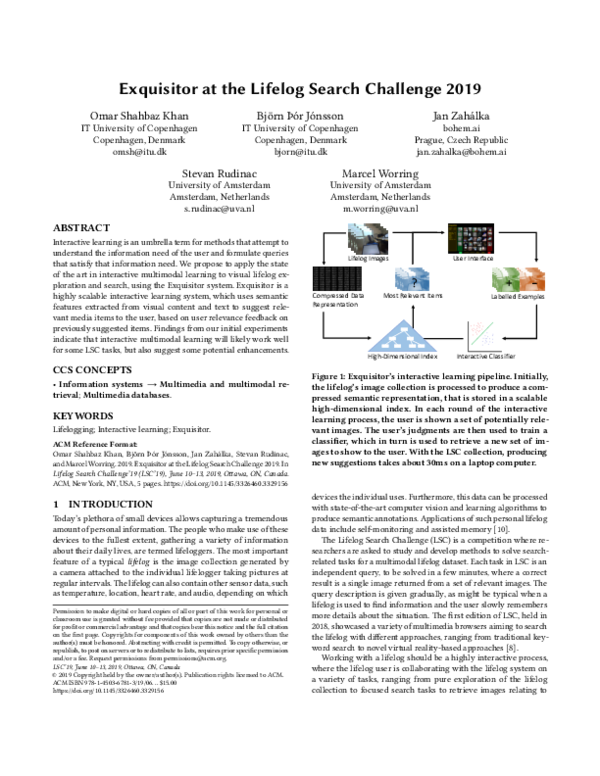 (PDF) Exquisitor at the Lifelog Search Challenge 2019