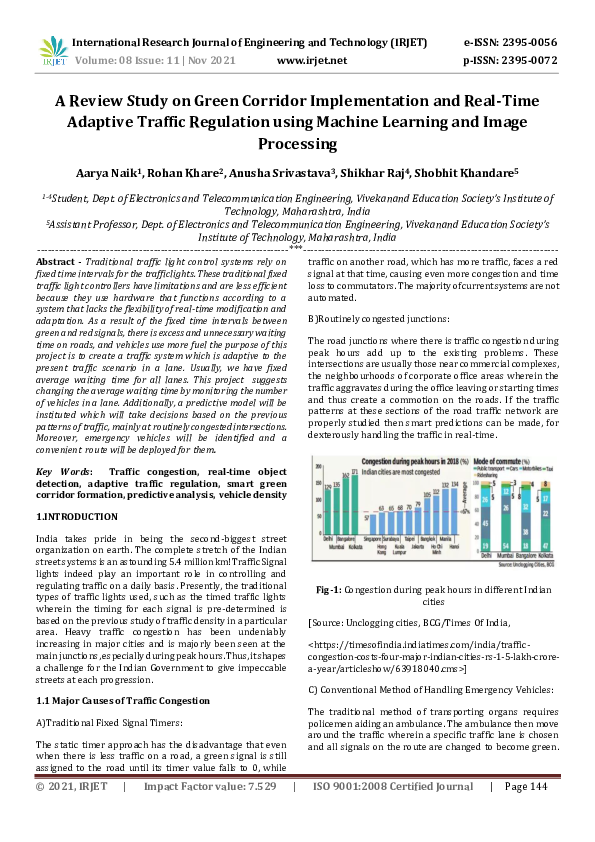 (PDF) IRJET- A Review Study on Green Corridor Implementation and Real ...