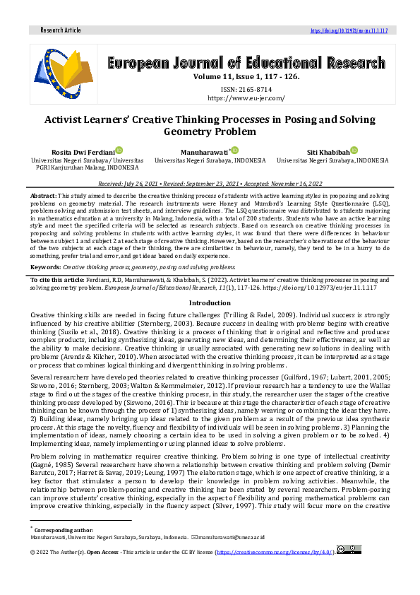 (PDF) Activist Learners’ Creative Thinking Processes in Posing and ...