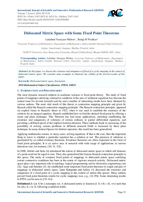 Pdf Dislocated Metric Space With Some Fixed Point Theorems