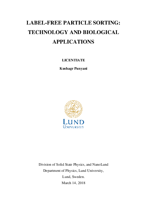 (PDF) Label-Free Particle Sorting: Technology and Biological Applications