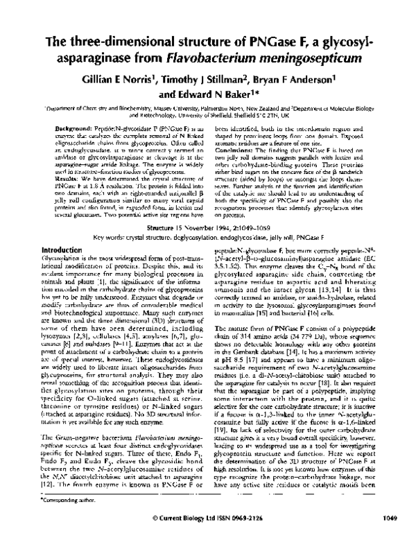(PDF) The three-dimensional structure of PNGase F, a glycosyl ...