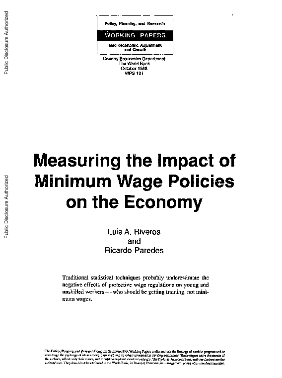 (PDF) Measuring the impact of minimum wage policies on the economy