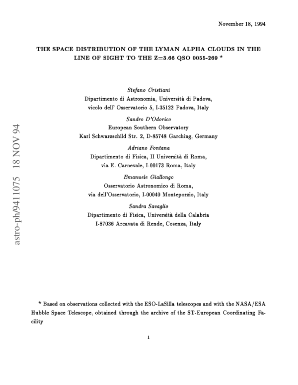 (PDF) The space distribution of the Lyman alpha clouds in the line of ...