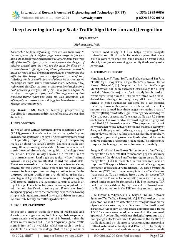 (PDF) IRJET- Deep Learning for Large-Scale Traffic-Sign Detection and ...