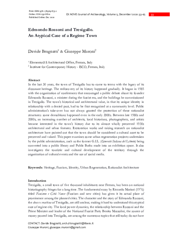 (PDF) Edmondo Rossoni and Tresigallo