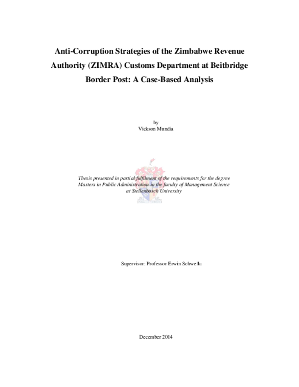 (PDF) Anti-corruption strategies of the Zimbabwe Revenue Authority ...