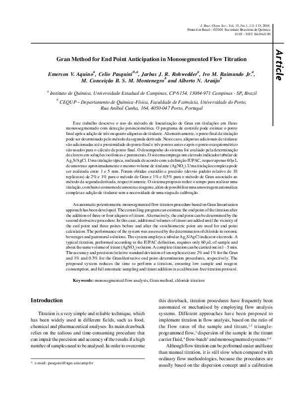 (PDF) Gran method for end point anticipation in monosegmented flow ...