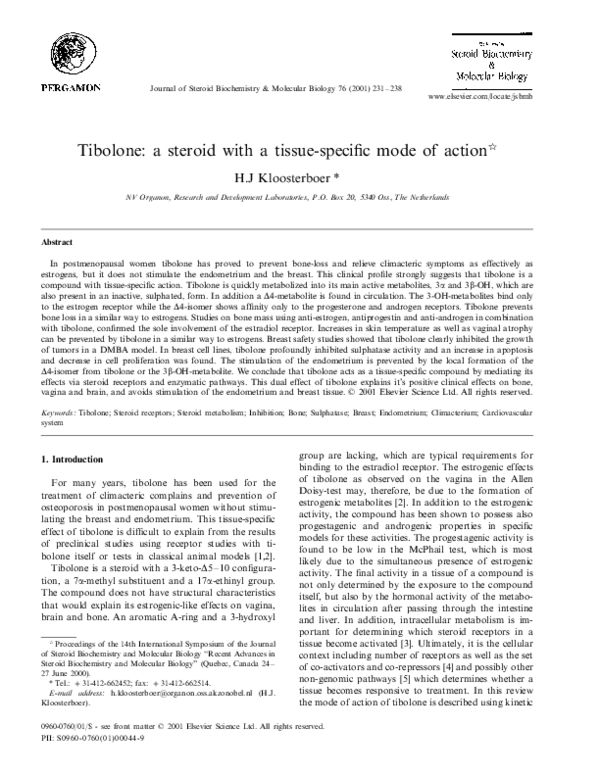 (PDF) Tibolone: a steroid with a tissue-specific mode of action