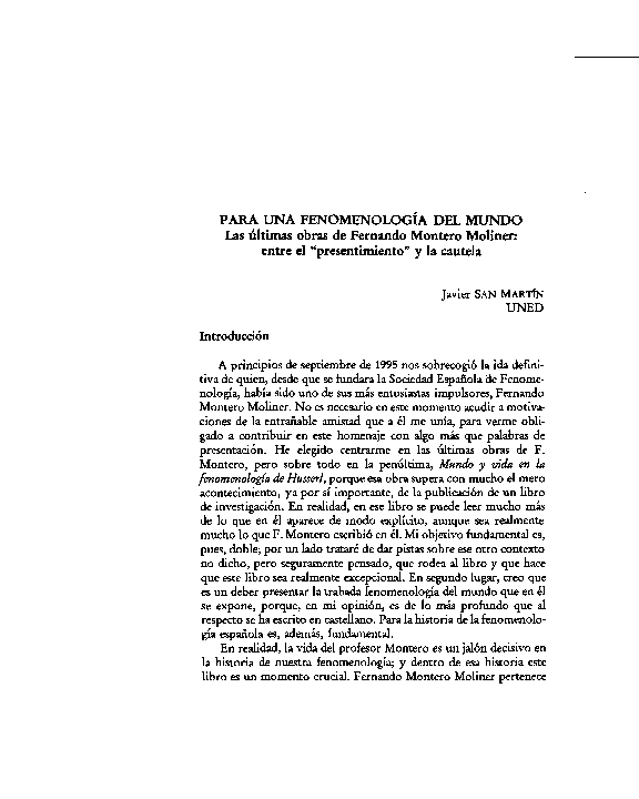 (PDF) PARA UNA FENOMENOLOGÍA DEL MUNDO Las últimas obras de Fernando ...