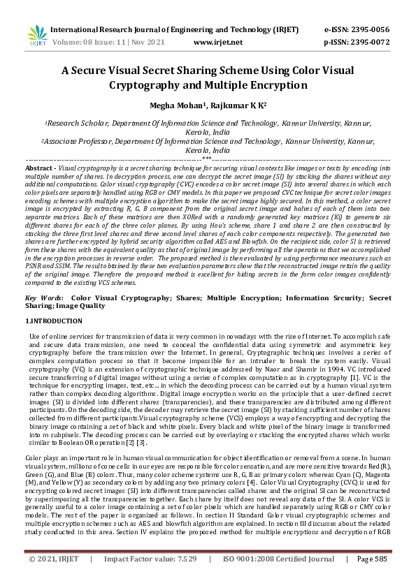 Pdf Secure Color Secret Sharing Via Visual Cryptography