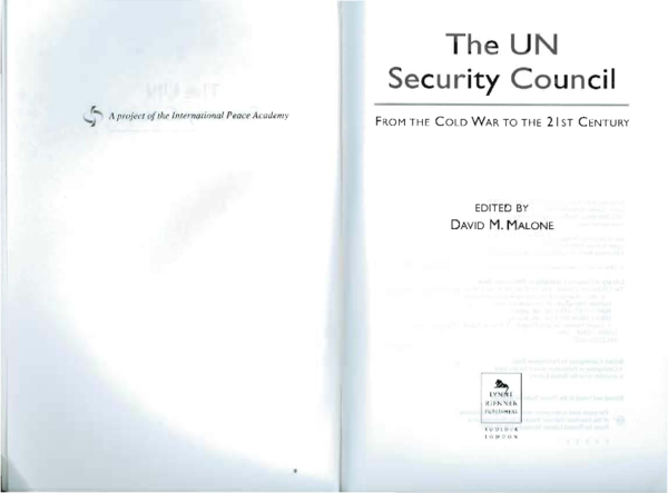(PDF) The UN Security Council: From the Cold War to the 21st Century