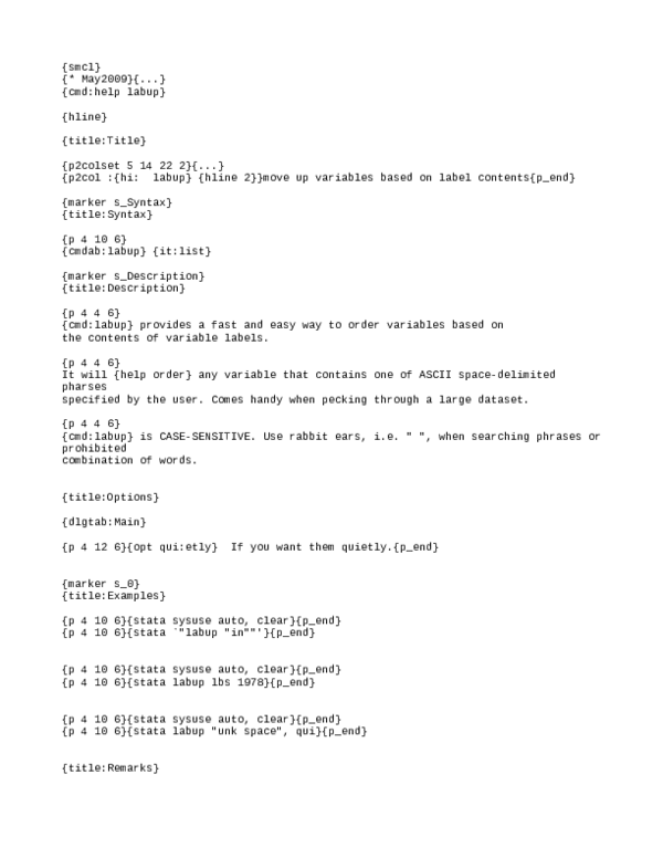 LABUP: Stata module to module to order/move variables based on label ...