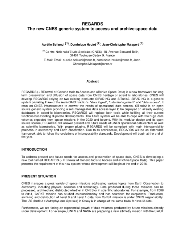 (PDF) The new CNES generic system to access and archive space data