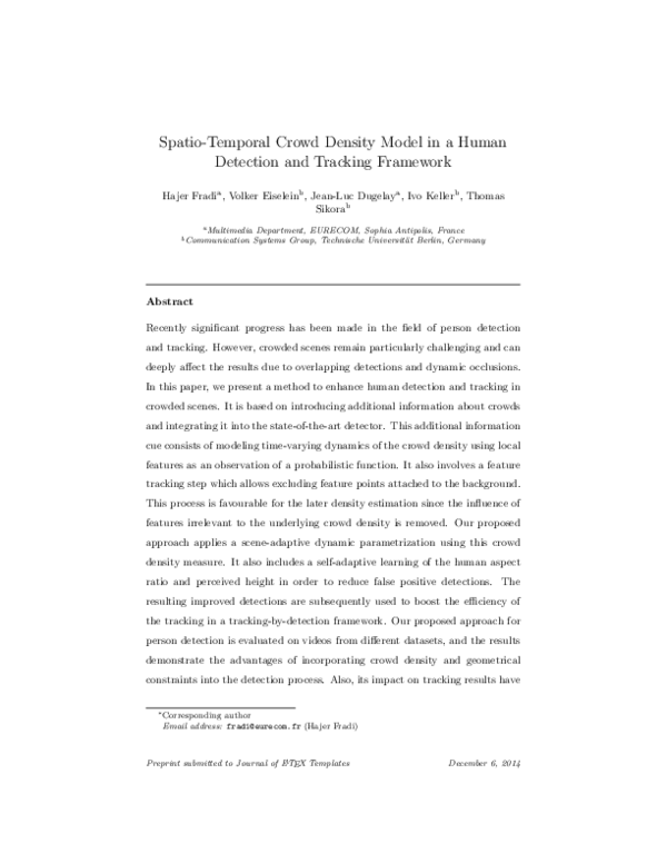 Pdf Spatio Temporal Crowd Density Model In A Human Detection And