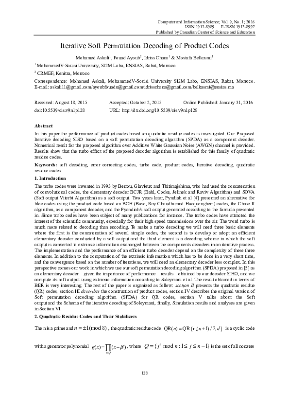 (PDF) Iterative Soft Permutation Decoding of Product Codes