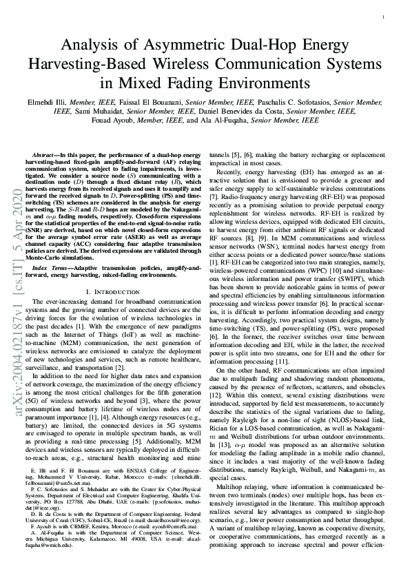 (PDF) Analysis of Asymmetric Dual-Hop Energy Harvesting-Based Wireless ...
