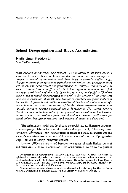 (PDF) School Desegregation and Black Assimilation