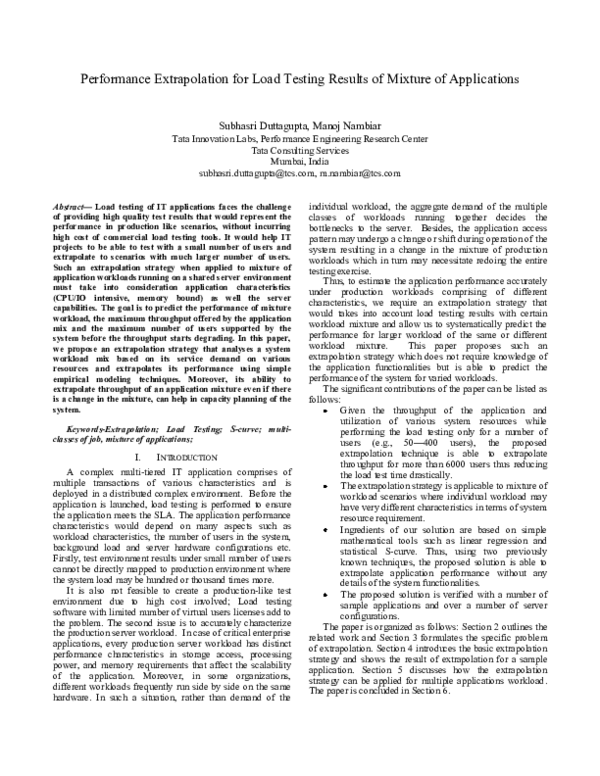 (PDF) Performance Extrapolation for Load Testing Results of Mixture of ...
